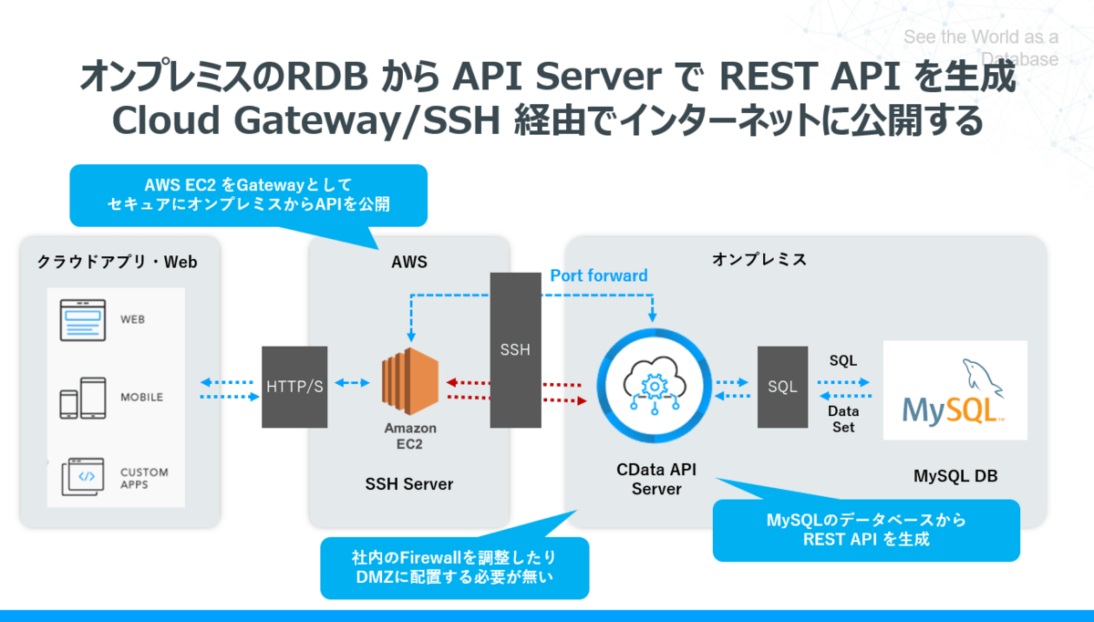 オンプレミスの RDB から REST API を自動生成・API Server Cloud Gateway 経由でインターネットに公開
